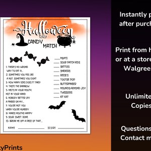 Halloween Candy Match-printable Halloween Game-candy Game-halloween ...
