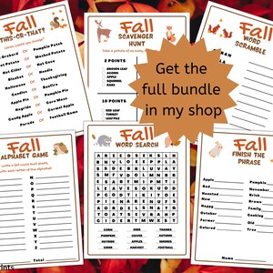 Fall Word Search-autumn Word Search-fall Family Activity-autumn Family ...