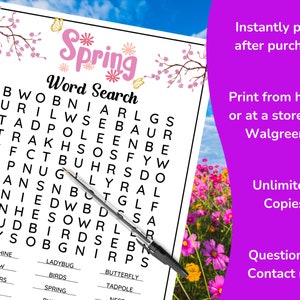 Printable Spring Word Search and Answer Key for Kids & Adults ...