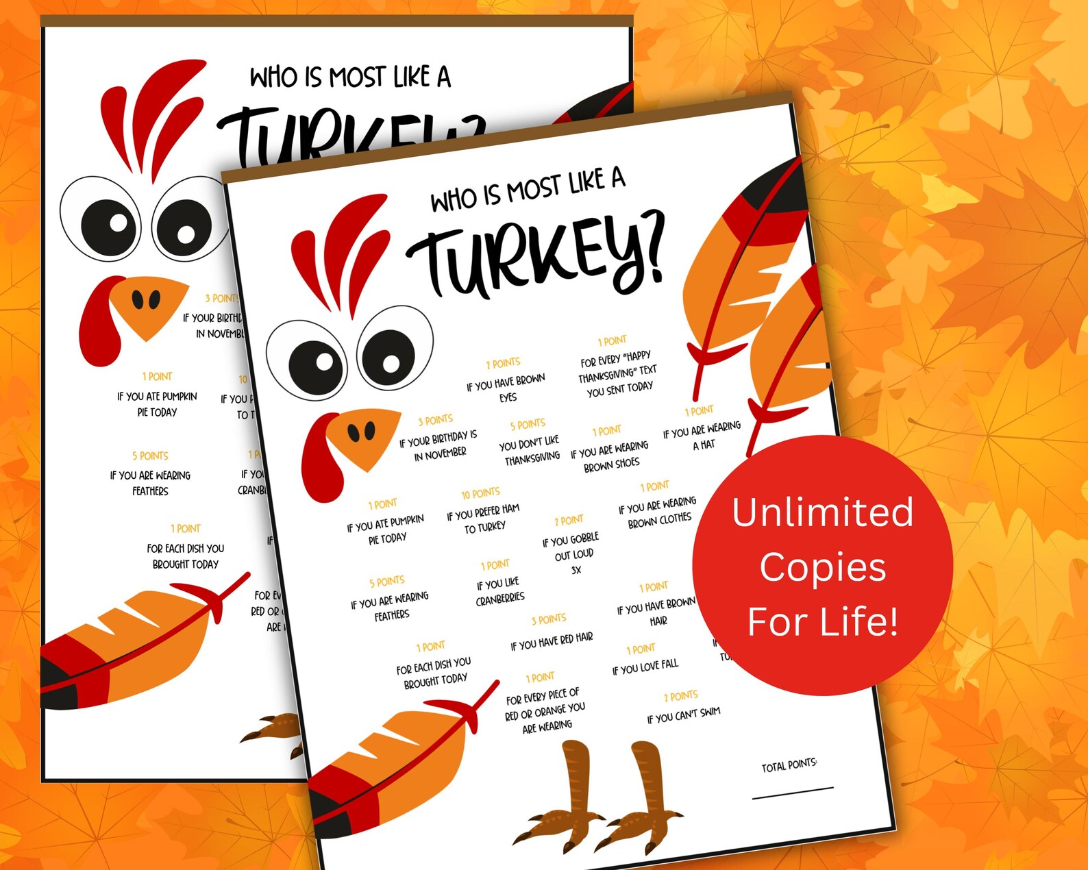 Who is Most Like A Turkey Thanksgiving Game Instant Download, Printable ...