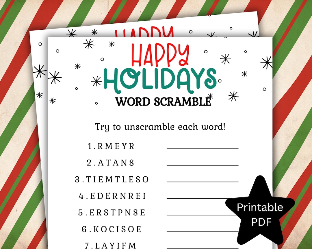 Word Scramble Holiday Activity for School or Work, Printable Christmas ...