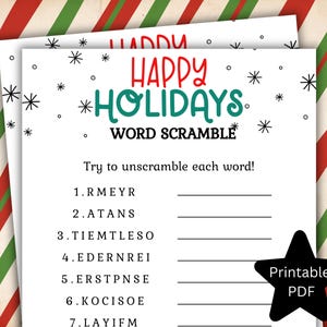 Word Scramble Holiday Activity for School or Work, Printable Christmas ...