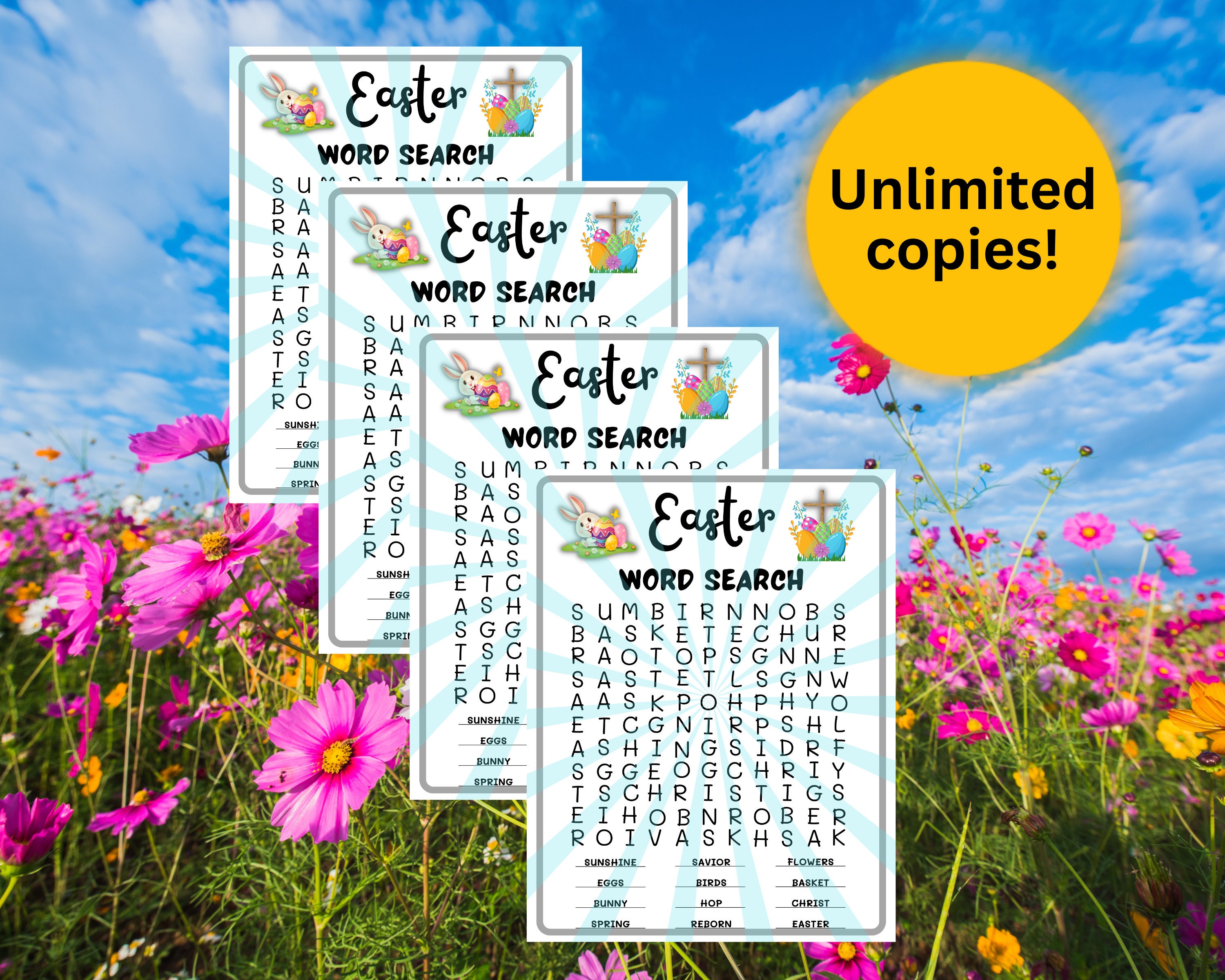 Printable Easter Word Search & Answer Key, Sunday School Church Games ...