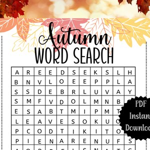 Autumn Word Search, Fall Word Search, Family Activity, Games for Kids ...