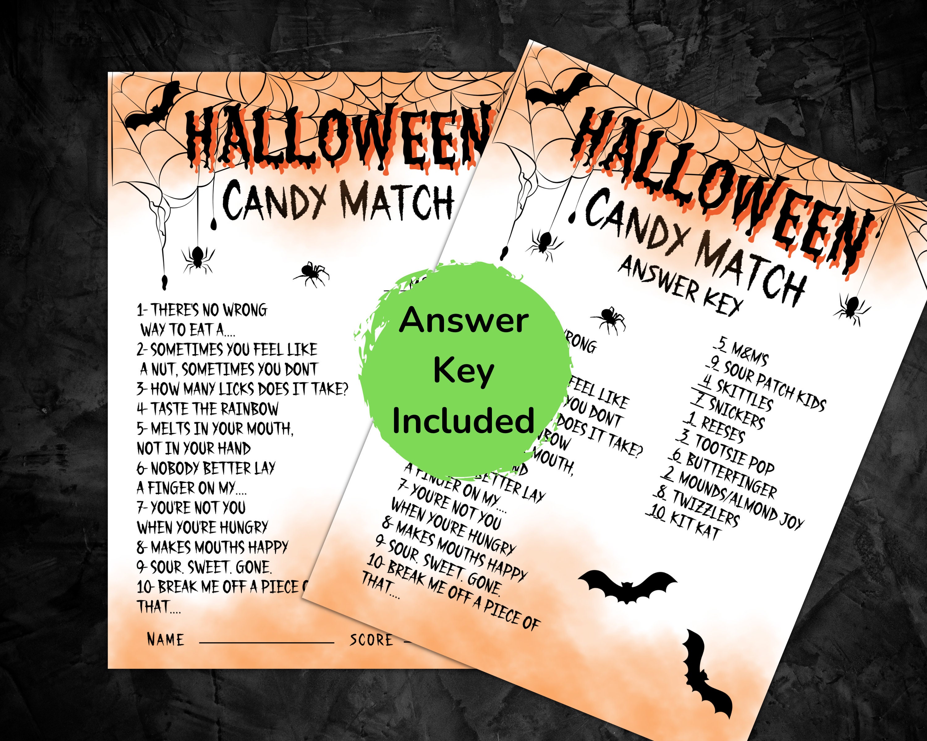 Halloween Candy Match-printable Halloween Game-candy Game-halloween ...