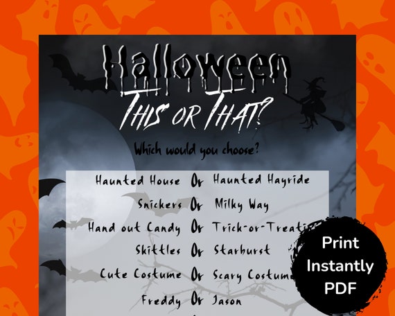 Halloween This or That Game Printable Halloween Game Would - Etsy