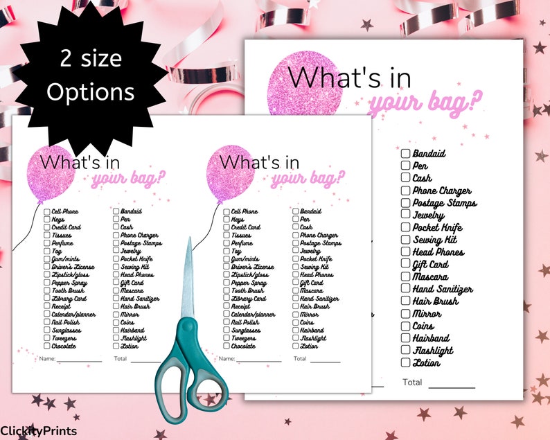 What's in Your Purse Game, Ladies Night Game, Game for Girls Sleepover ...