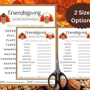 Friendsgiving Game, Printable Thanksgiving Word Scramble Game ...
