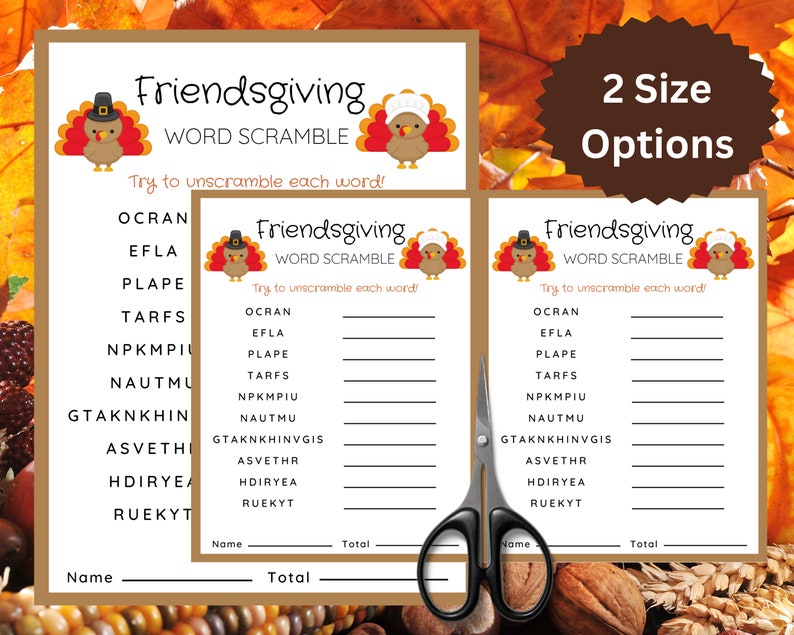Friendsgiving Game, Printable Thanksgiving Word Scramble Game ...
