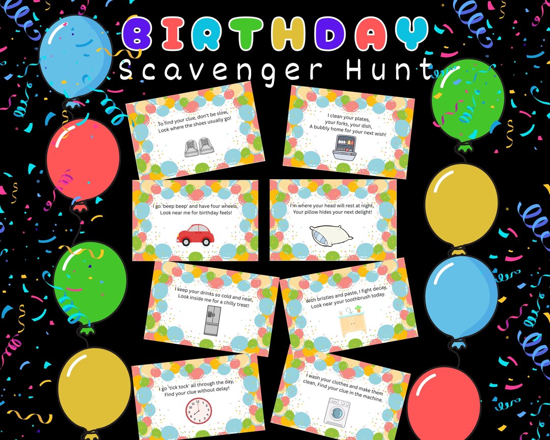 Birthday Party Scavenger Hunt, Printable Party Game for Kids – 30 ...