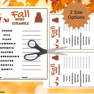 Fall Word Scramble-autumn Word Scramble-festive Word Scramble-fall ...