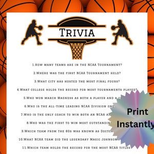 Printable March Basketball Madness Trivia & Answer Key, Party Ideas ...