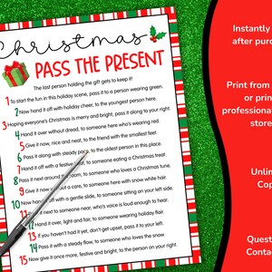 Pass the Present Christmas Game for Kids & Adults Instant Download ...