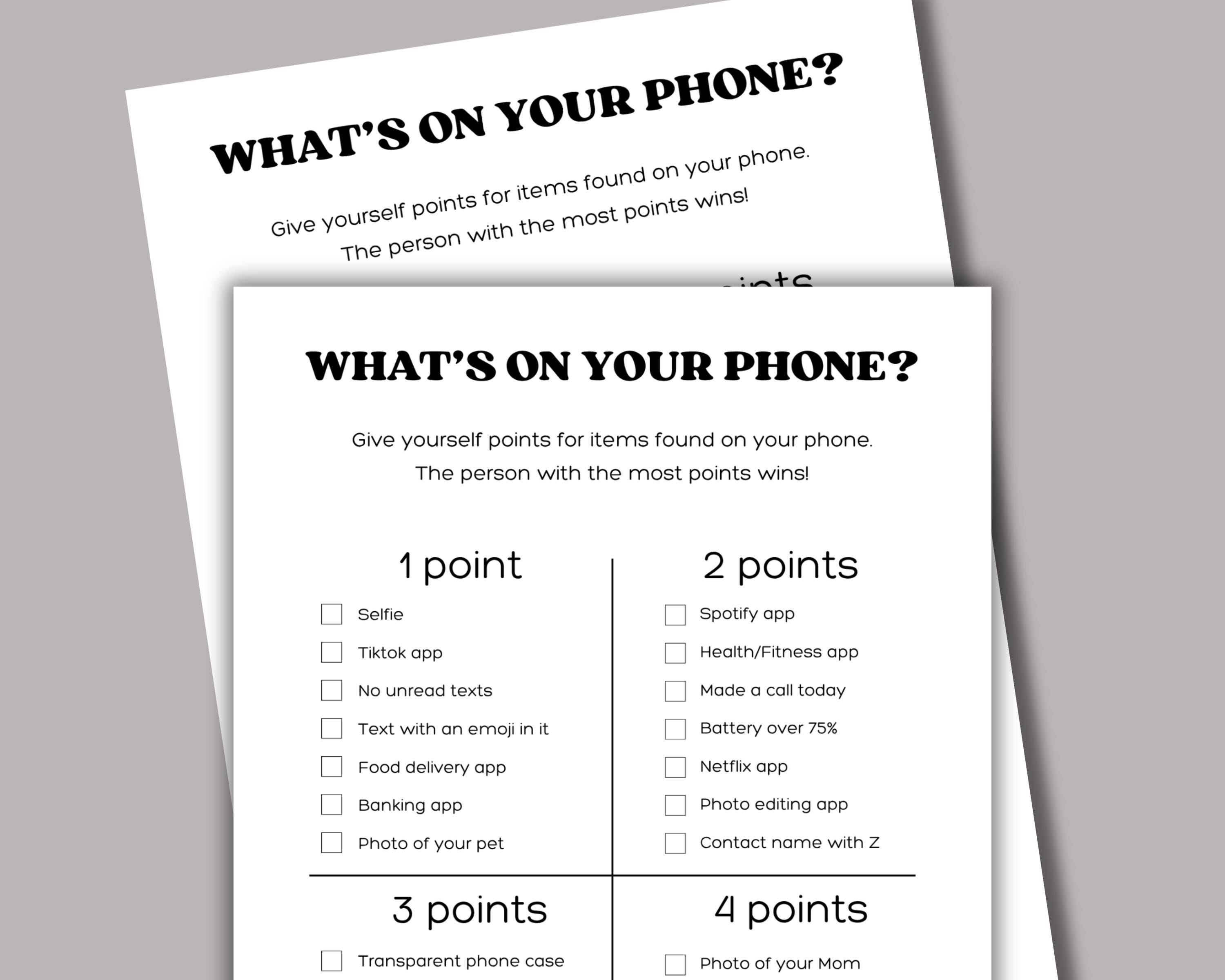 What's on Your Phone Game, Printable Group Game, Party Game, Office ...