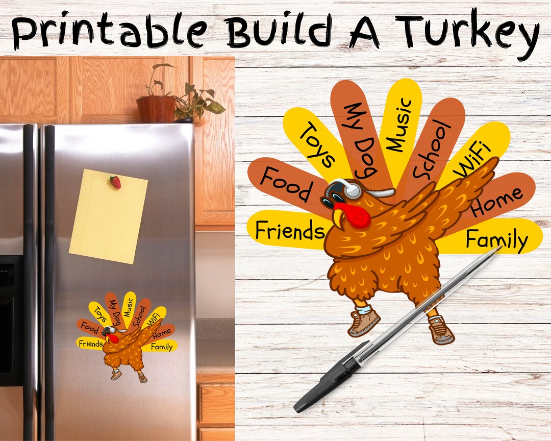 Printable Build A Turkey for Kids Teens & Adults Thanksgiving - Etsy