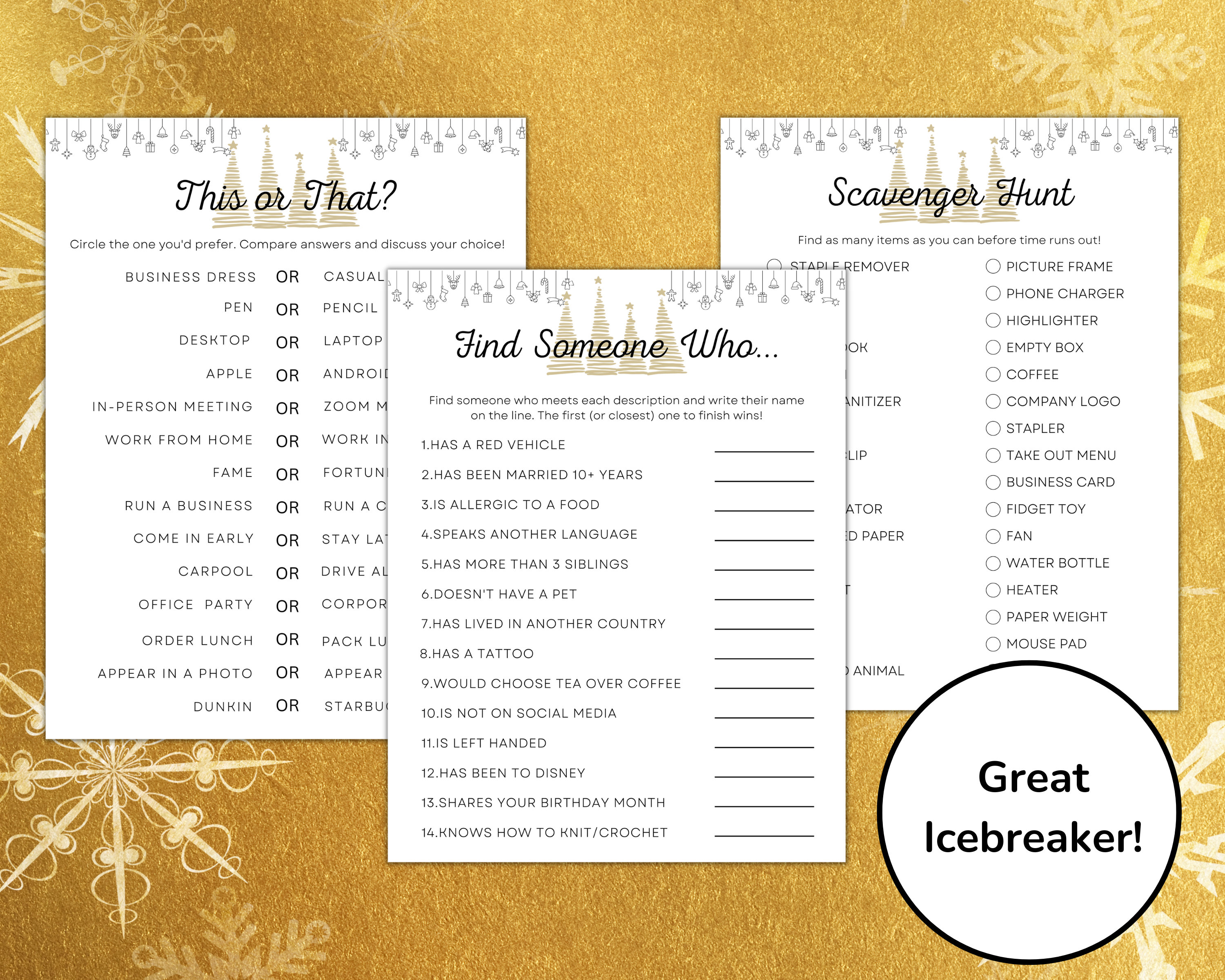 Printable Christmas Work Games for the Office, Holiday Games for ...
