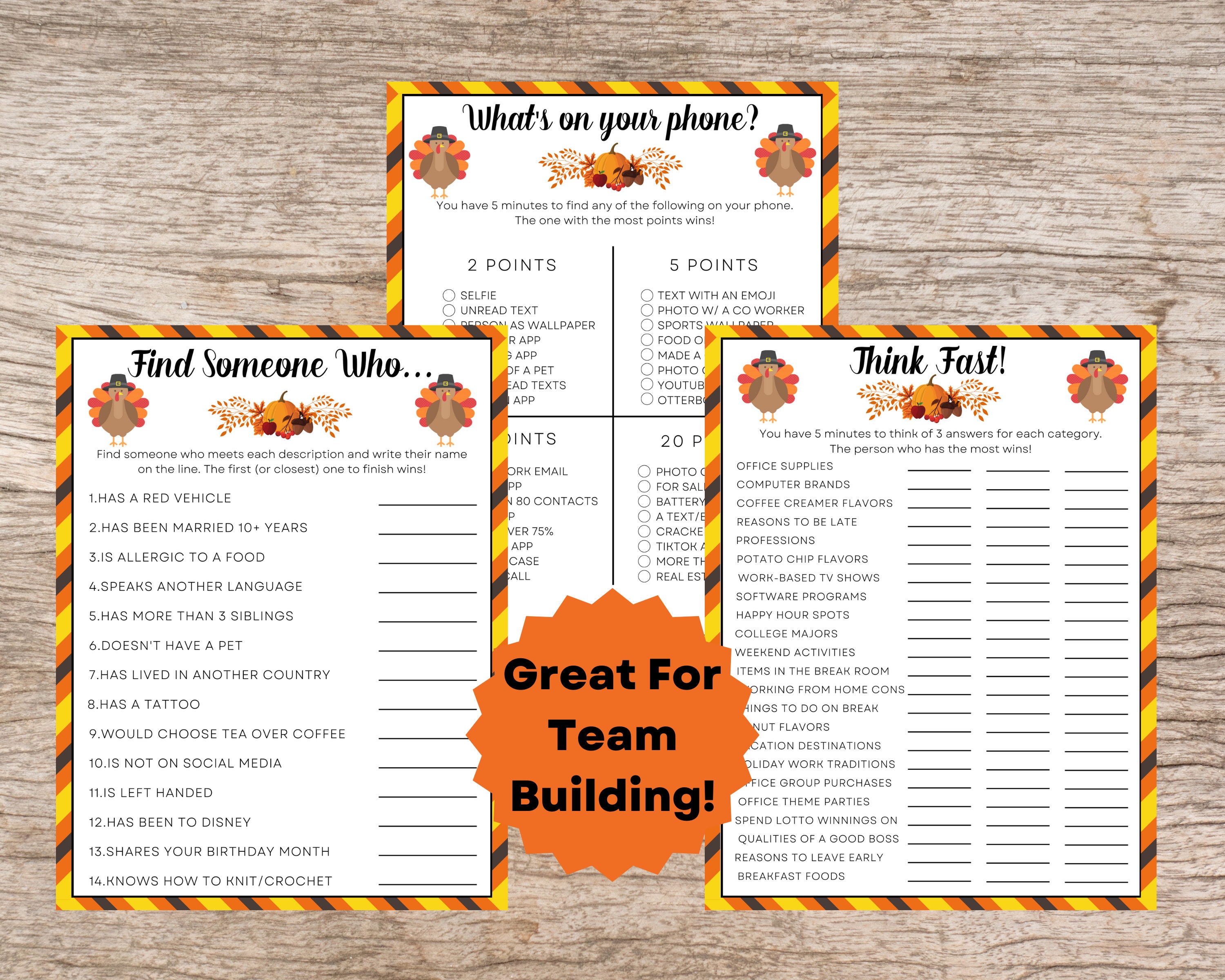 Thanksgiving Office Party Work Games, Printable Games for Employees ...