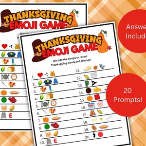 Thanksgiving Emoji Game for Kids & Adults Instant Download, Printable ...