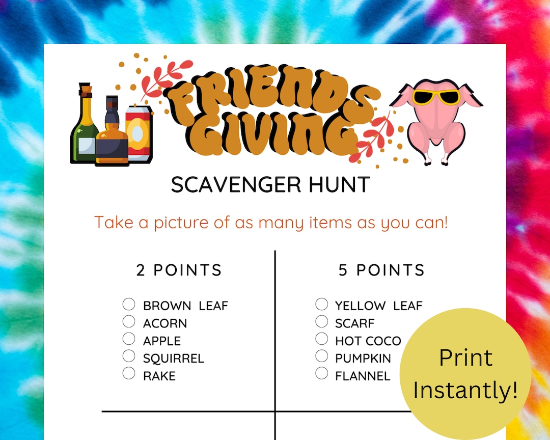 Friendsgiving Scavenger Hunt, Dinner Party Games for Friends ...