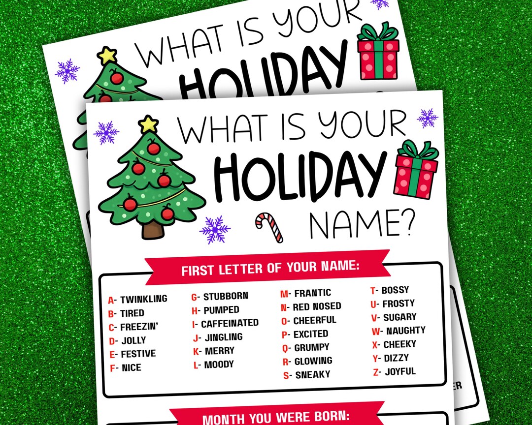 What's Your Holiday Name Game for Kids & Adults Instant Download ...