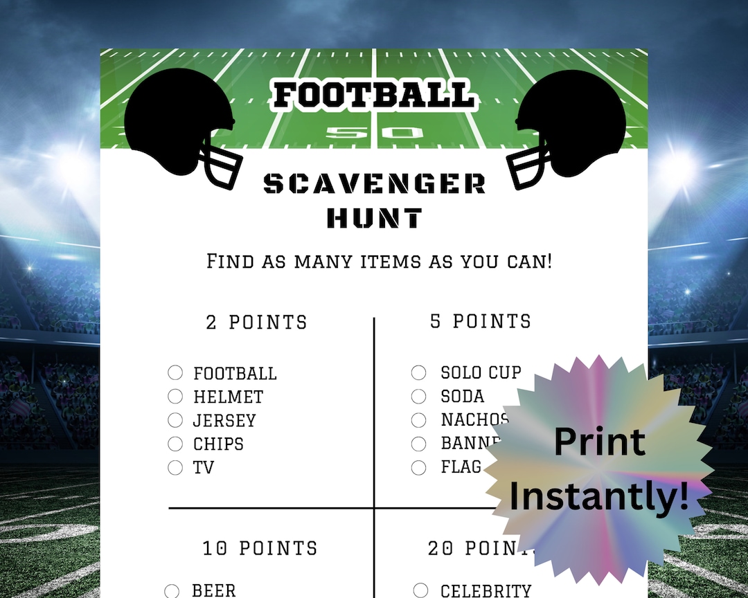 Super Football Bowl Scavenger Hunt, Game Day Activities, Football Party ...