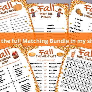 Fall Finish the Phrase Game, Printable or Virtual Game for Adults Kids ...