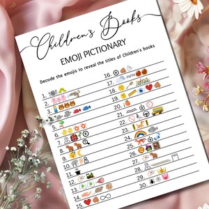 Children's Books Emoji Game, Printable Baby Shower Children's Book ...