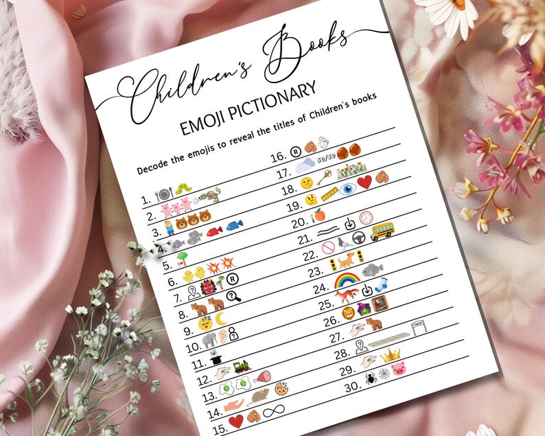 Children's Books Emoji Game, Printable Baby Shower Children's Book ...