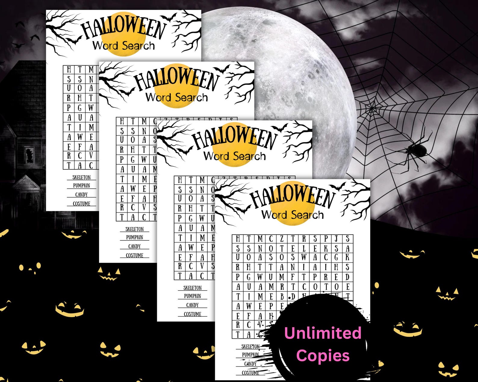 Printable Halloween Word Search and Answer Key, Halloween Party ...
