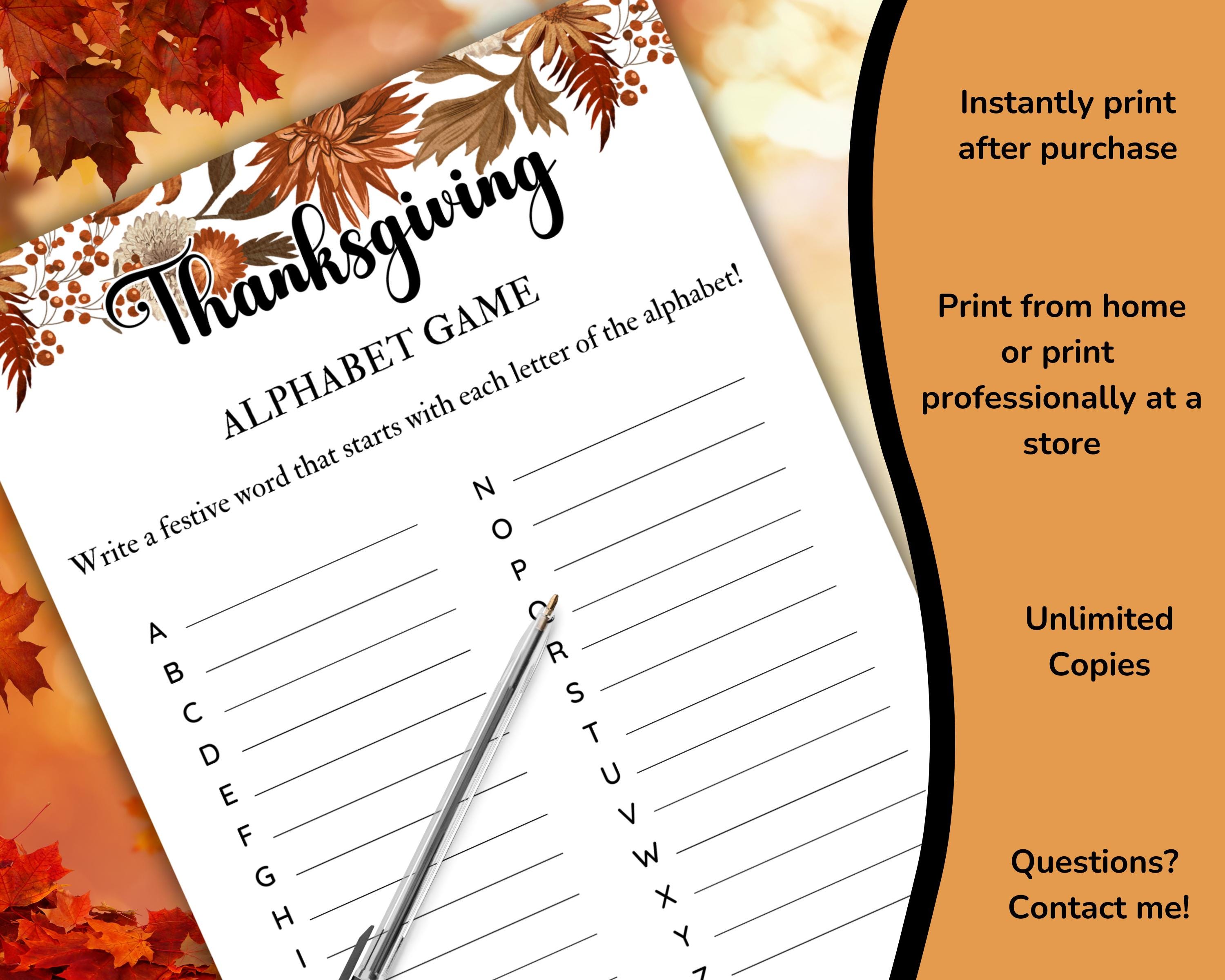 Thanksgiving Dinner Party Game for Kids and Adults, Printable ...