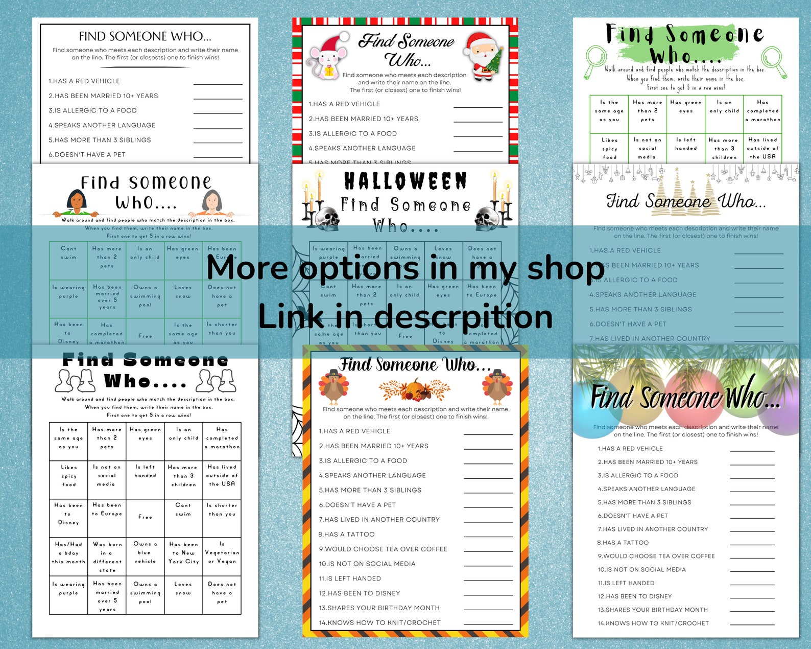 Find Someone Who Game, Party Starter Games, Icebreaker Games, Office ...