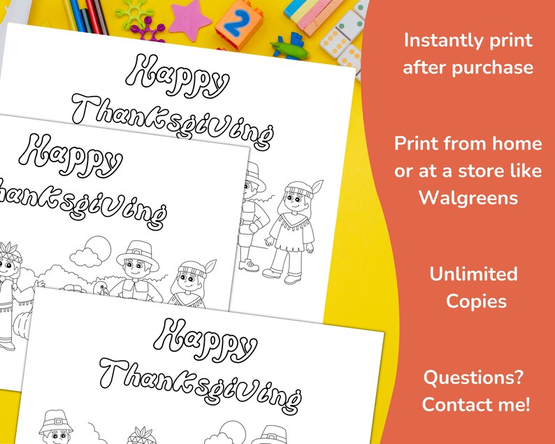 Printable Thanksgiving Coloring Page for Kids, Print Instantly ...