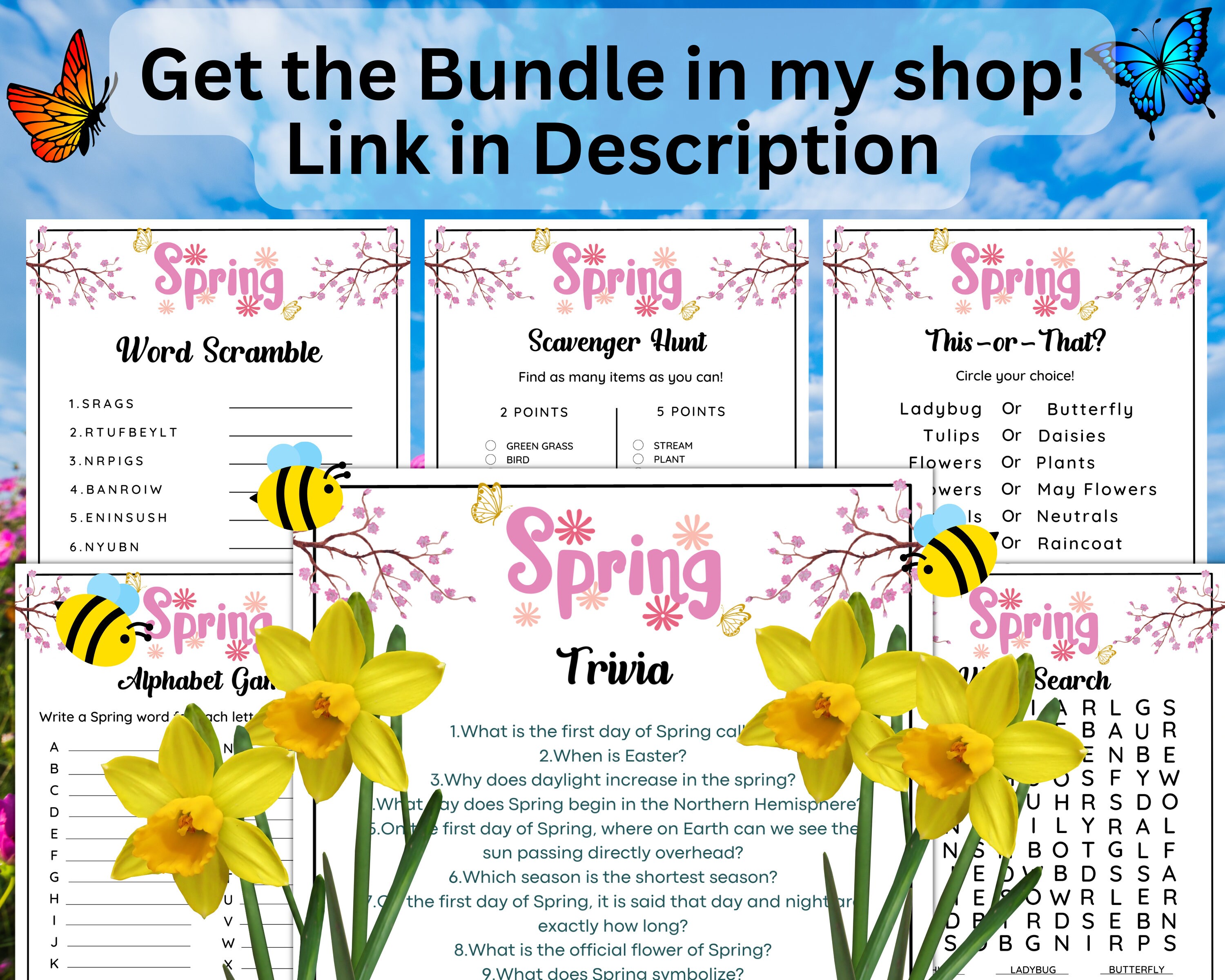 Printable Spring ABC Alphabet Game for Kids & Adults, Classroom Spring ...