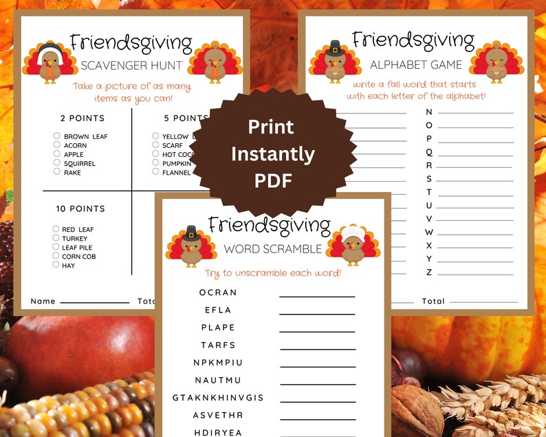 Friendsgiving Games Bundle, Printable Friendsgiving Games ...