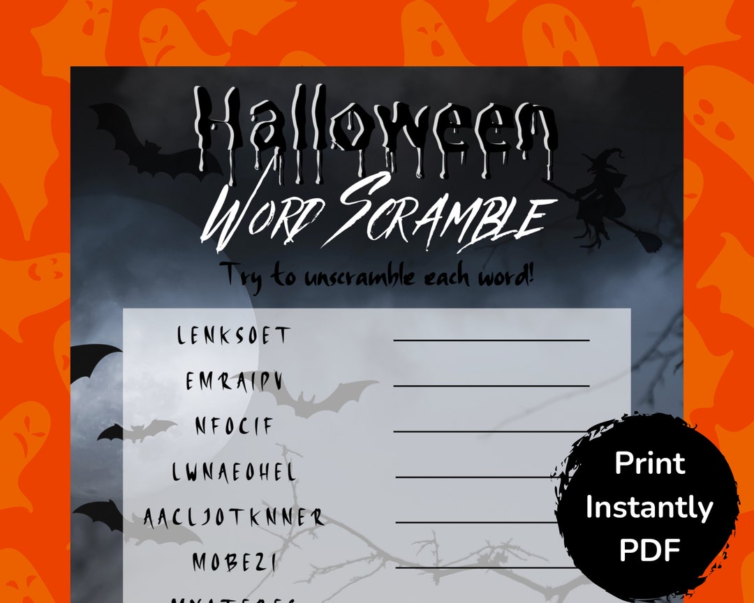 Halloween Word Scramble, Printable Halloween Games, Halloween Party ...