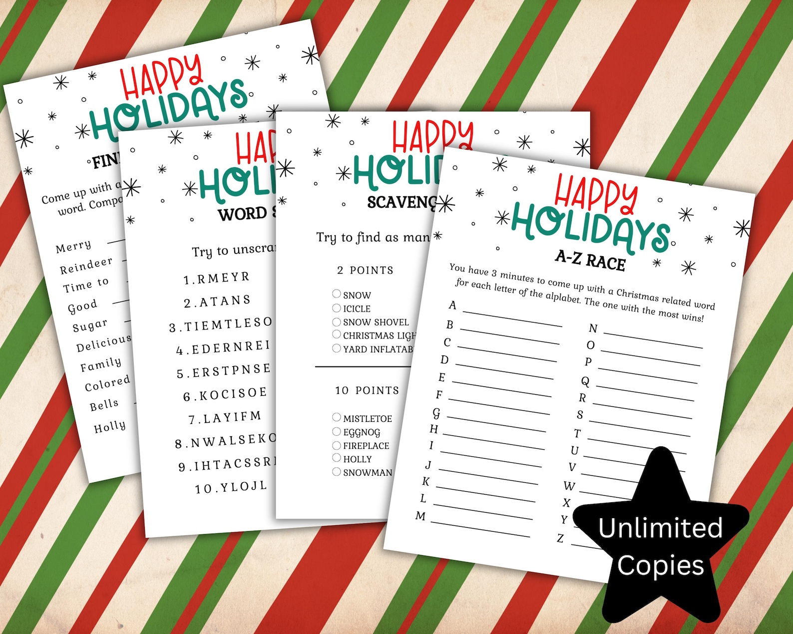 Game Bundle Holiday Activity Pack for School or Work, Printable ...