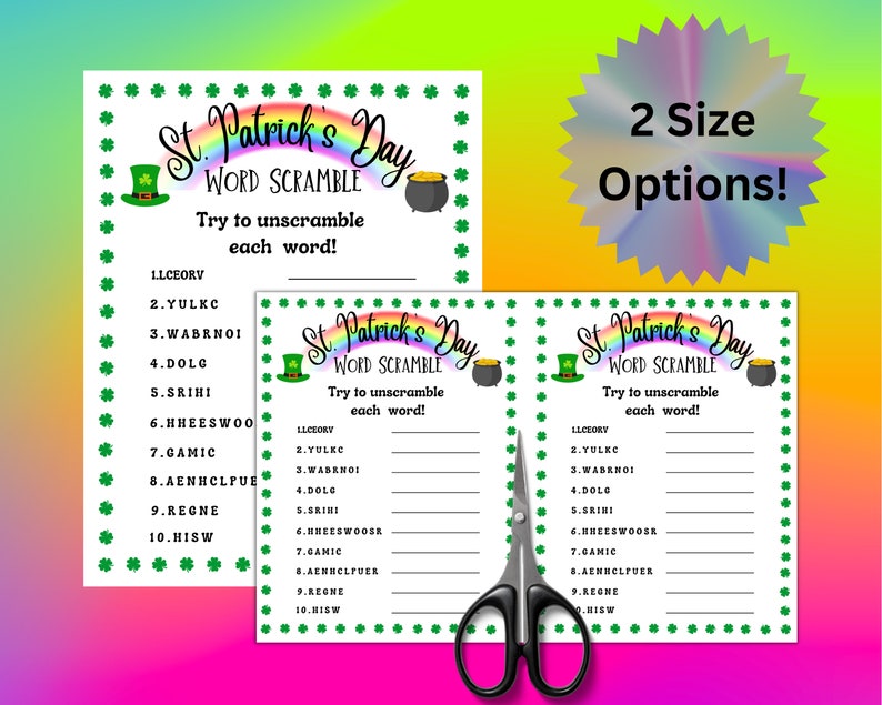 St. Patrick's Day Word Scramble Game, Classroom Activity (printable PDF ...