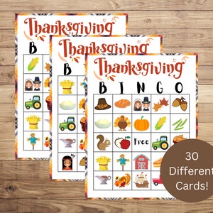 Thanksgiving Bingo for Kids & Adults, Dinner Party Printable ...