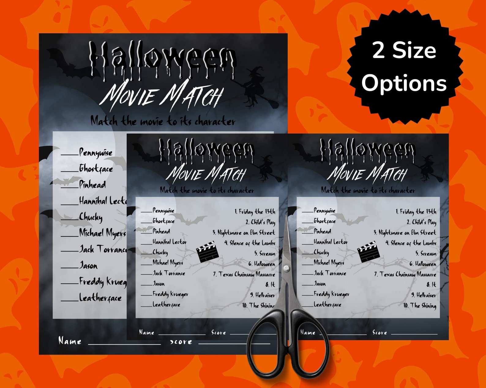 Halloween Movie Match, Movie Trivia, Halloween Movie Quiz, Printable ...
