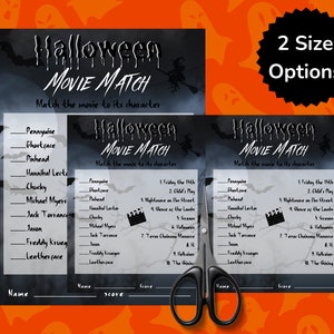 Halloween Movie Match, Movie Trivia, Halloween Movie Quiz, Printable ...