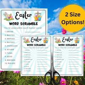 Printable Easter Word Scramble & Answer Key, Sunday School Church Games ...