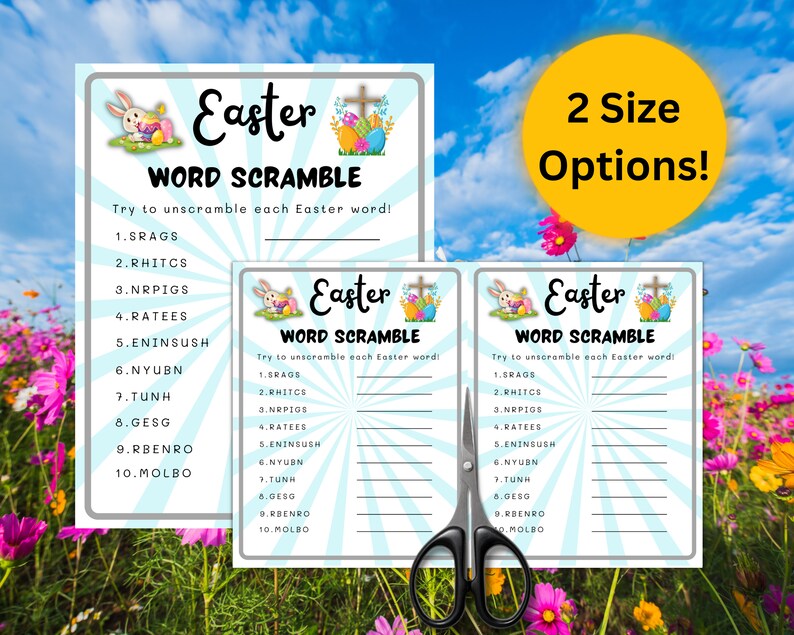 Printable Easter Word Scramble & Answer Key, Sunday School Church Games ...