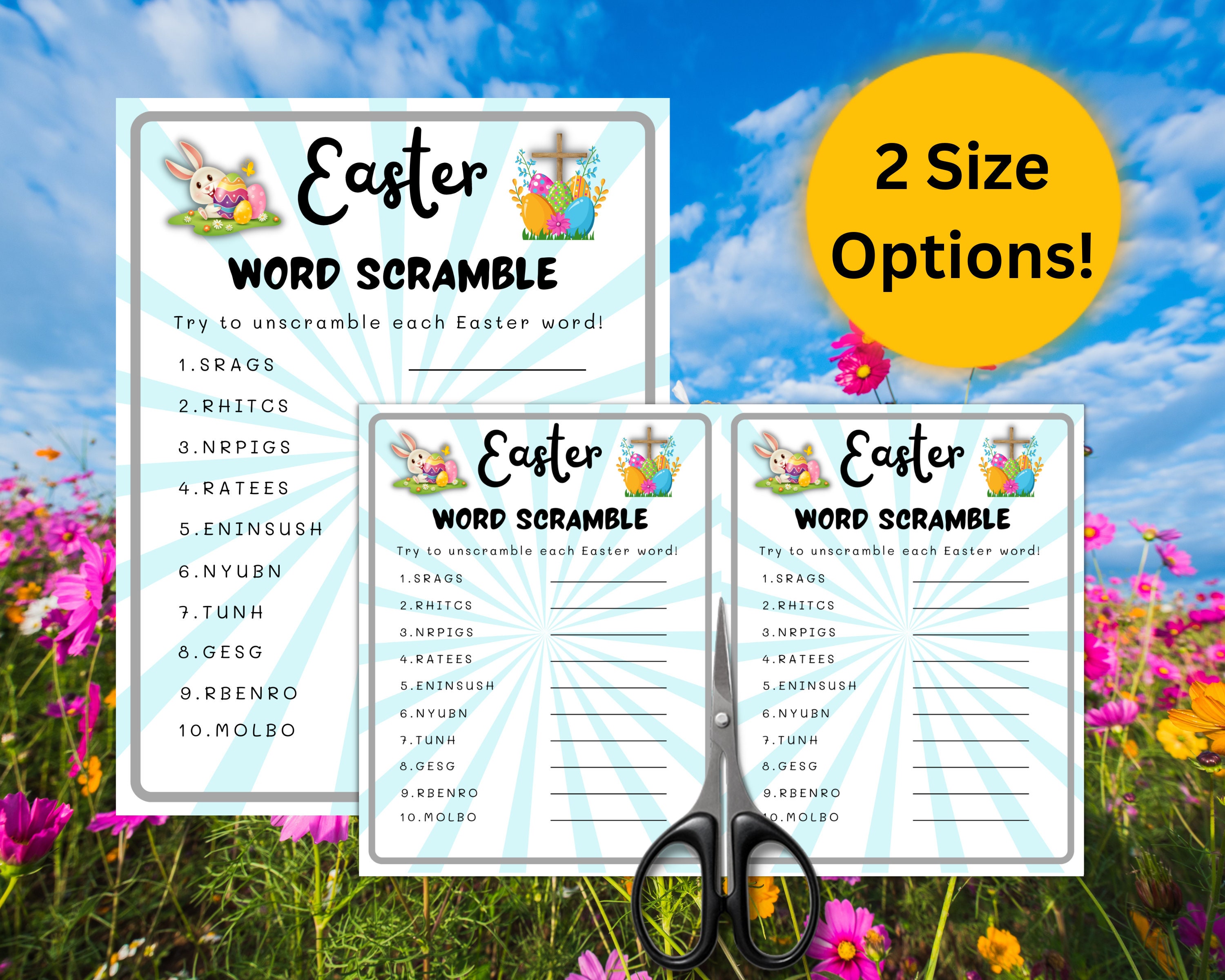 Printable Easter Word Scramble & Answer Key, Sunday School Church Games ...
