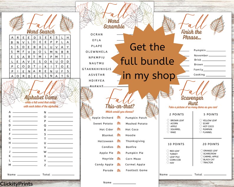 Fall Alphabet Game-autumn Alphabet Game-family Fall Activity-fall ...