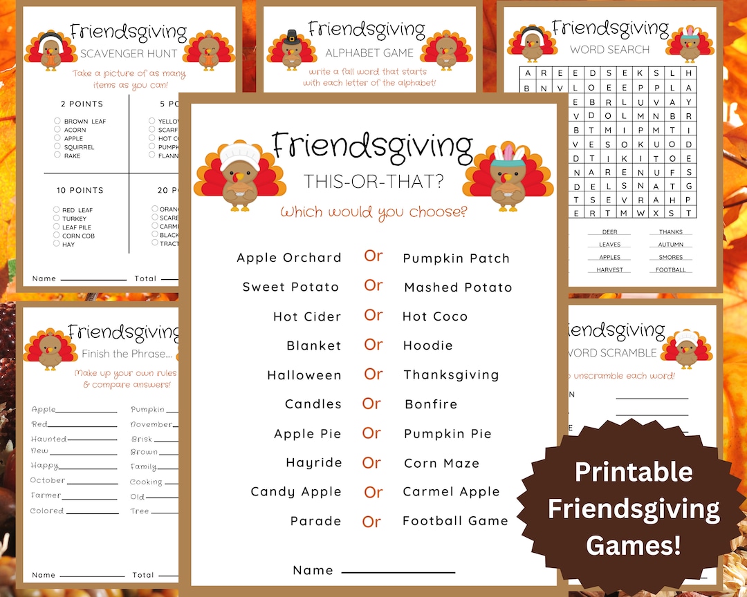 Friendsgiving Games Bundle, Printable Friendsgiving Games ...