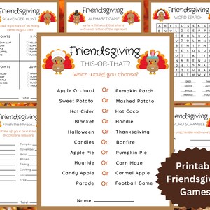 Friendsgiving Games Bundle, Printable Friendsgiving Games ...