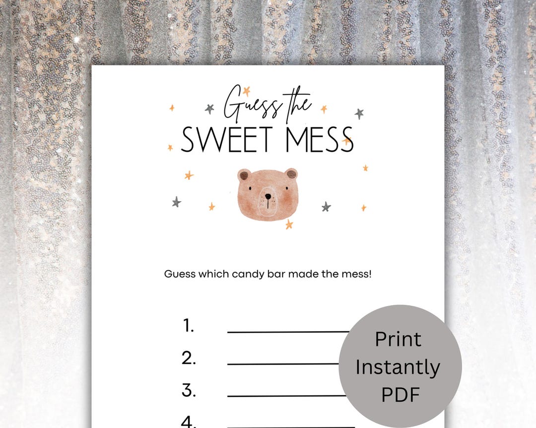 Printable Teddy Bear Baby Shower Guess the Sweet Mess Diaper Game ...