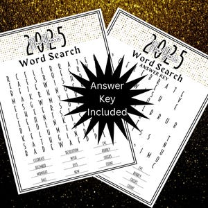Printable New Years Eve 2025 Word Search for Adults & Kids, New Years ...