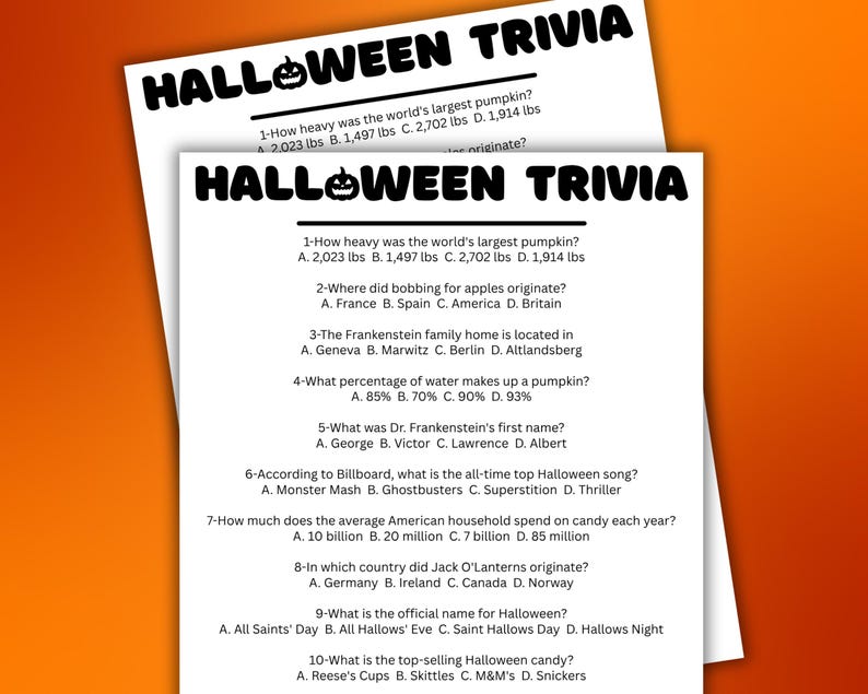 Halloween Trivia & Answer Key, Printable Halloween Game for Kids ...