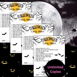 Printable Halloween Candy Match Game, Halloween Party Game PDF ...